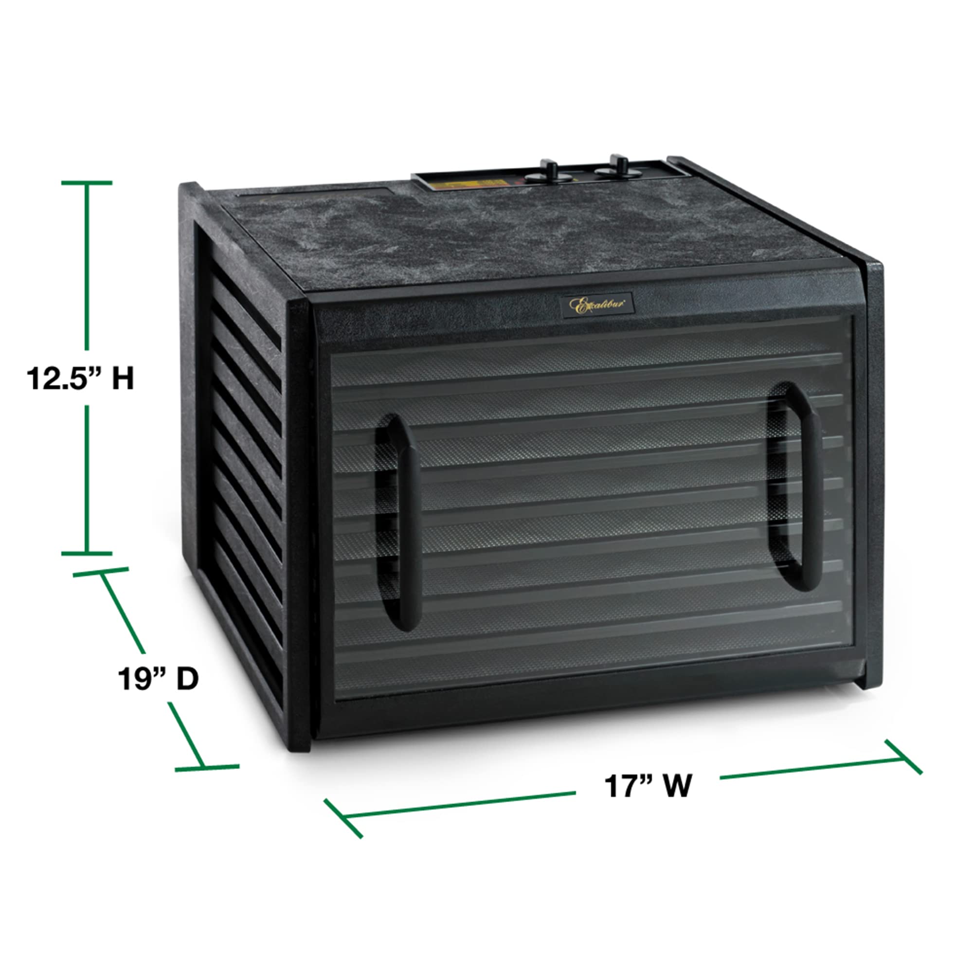 Excalibur 3926TCDB Electric Food Dehydrator Machine with Clear Door, 26-Hour Timer, Automatic Shut Off and Temperature Control, 600 W, 9 Trays, Black