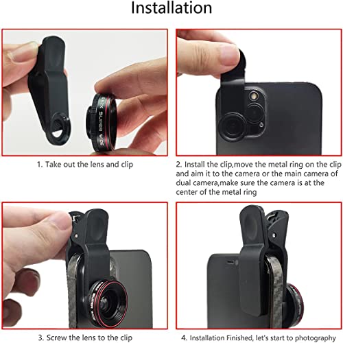 Phone Camera Lens, Clip on Cell HD Phone Super Wide Angle Lens kit, 0.62X Super Wide Angle Lens, for Most iPhone Android Samsung Phones and Smartphones