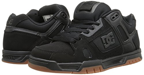 DC Men's Stag Low Top Skate Shoe, Black/Gum, 7 D US
