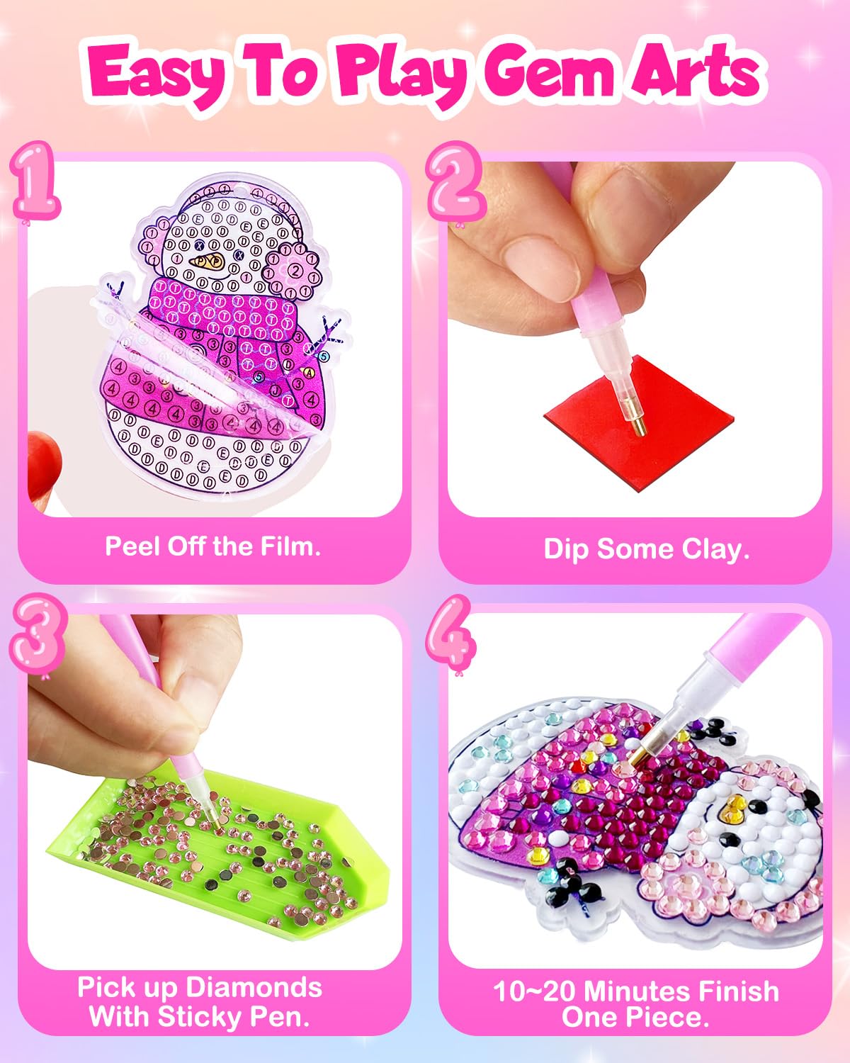 DIY Diamond Painting Keychain Advent Calendar for Girls Ages 4-12, Christmas Craft Gifts