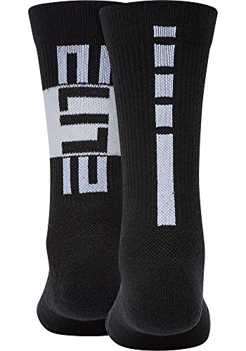 Nike Boy`s Elite Basketball Crew Socks 2 Pack (Black(RN0289-023)/White, 5-7(Kids 10C-3Y))