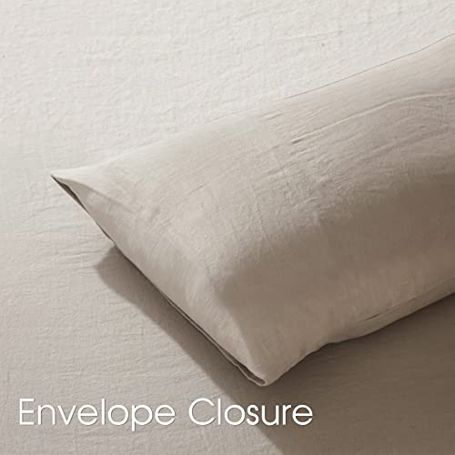 HYPREST 100% French Linen Body Pillow Cover, 20x54 Body Pillow Cover Cooling, Super Soft Breathable Moisture-Absorbing Stone Washed Flax Linen Pillowcase for Body Pillow, Envelope Design