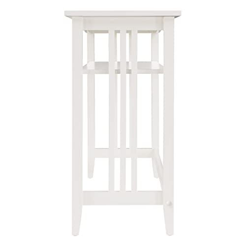 OSP Home Furnishings Sierra 36-Inch Foyer Table with Lower Storage Shelf and Mission Style Side Panels, White