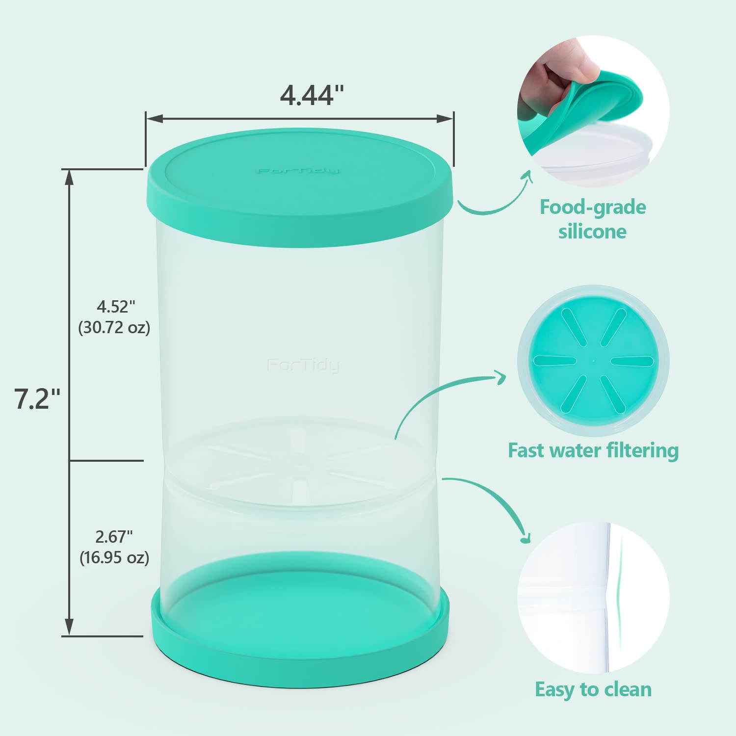 ForTidy Pickle Jar with Strainer Flip & Salad Dressing Container To Go - 47oz Large Storage, Goodbye Juice Finger, BPA Free, Dishwasher Safe, Camping Partner, Versatile Food Saver, Kitchen Gadgets