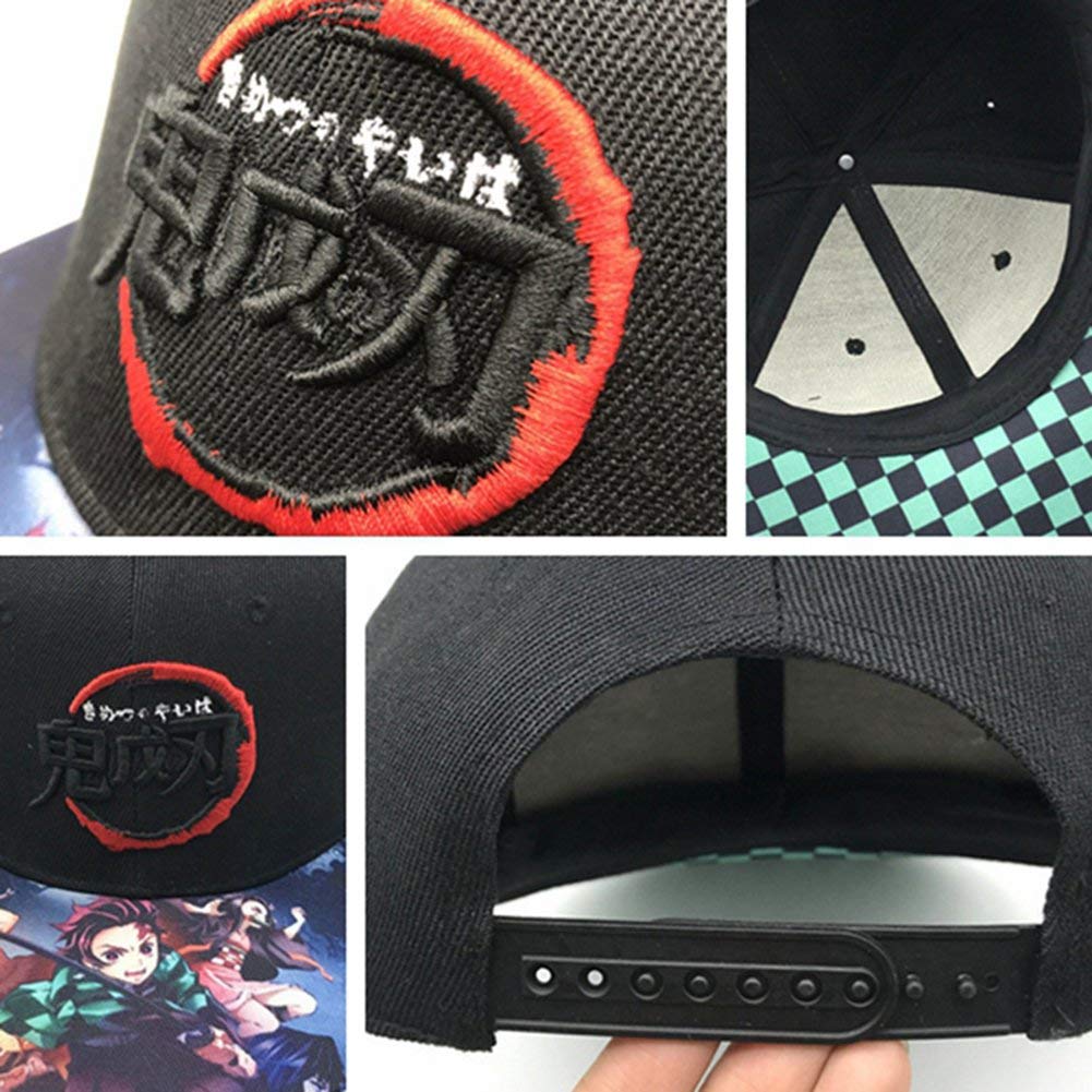 Donahuewangxiaojiao Anime Demon Slayer Baseball Cap Print Adjustable Hat, Best Gift for Fans,Black&red,1-5 18