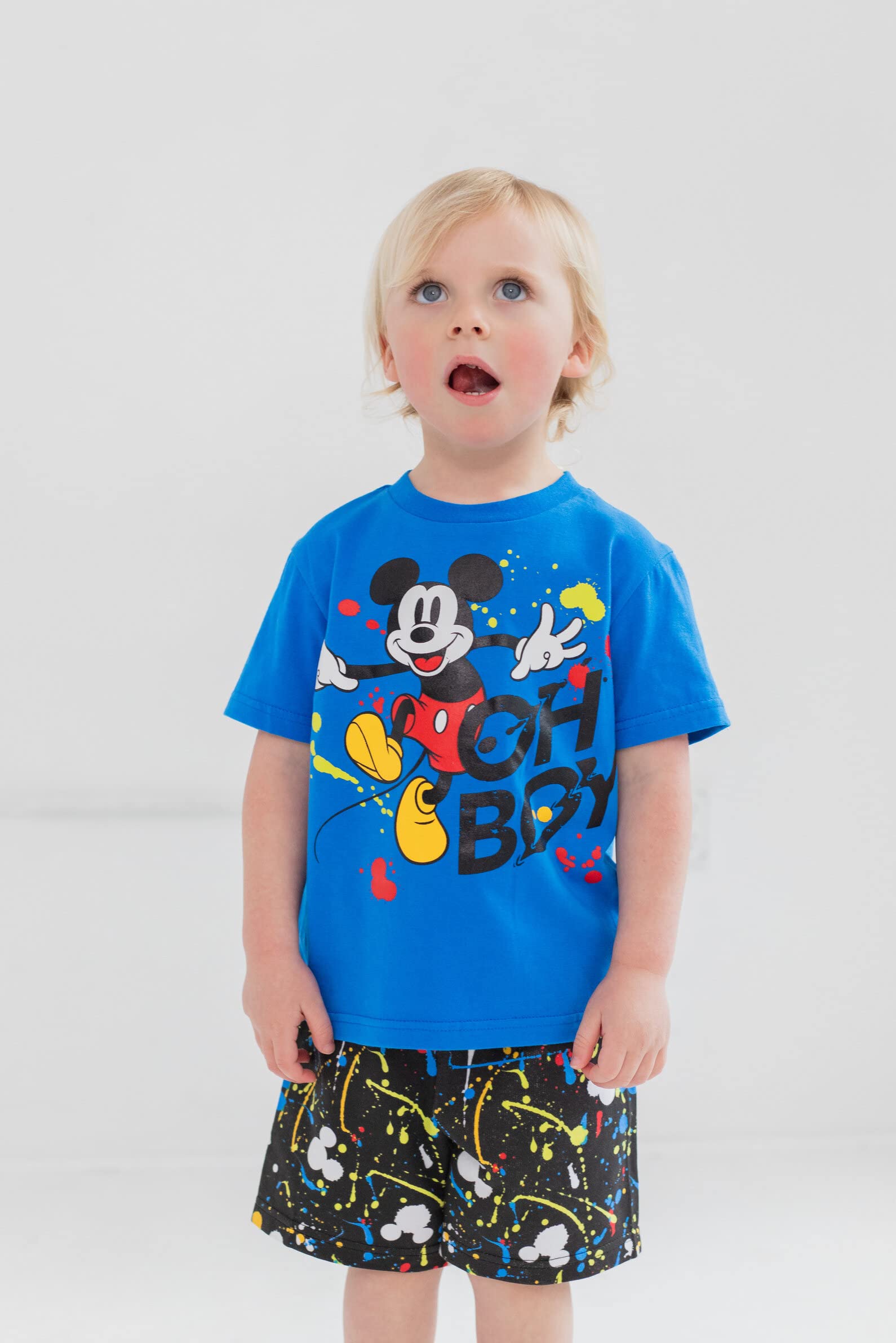 Disney Mickey Mouse Little Boys 3 Piece Set: T-Shirt Tank Top French Terry Shorts 7-8