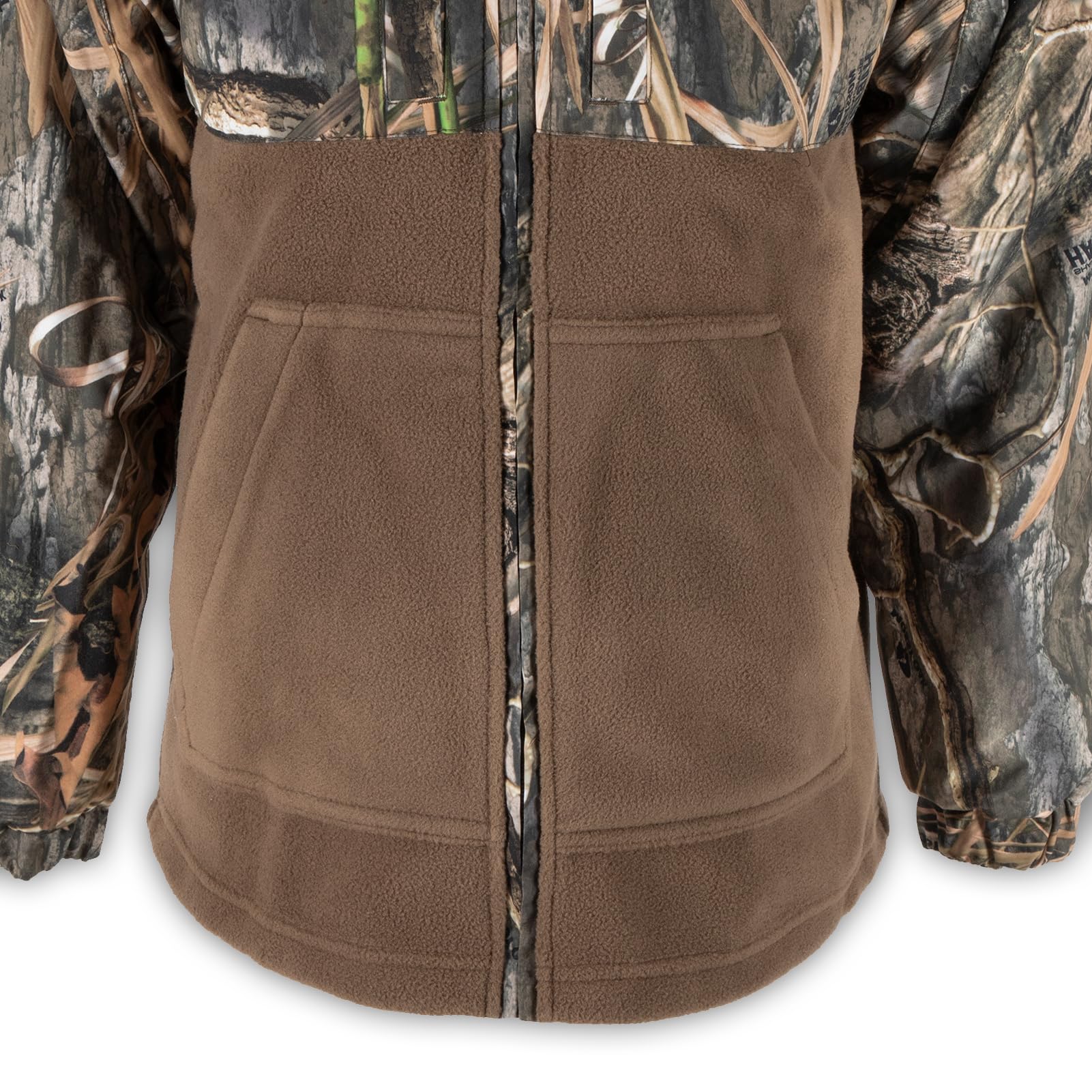 DRAKE Unisex Youth's MST Eqwader Warm Moisture-Wicking Fleece Lined Waterproof Windproof Breathable Full-Zip Outdoor Jacket, Mossy Oak Shadow Grass Habitat, 10