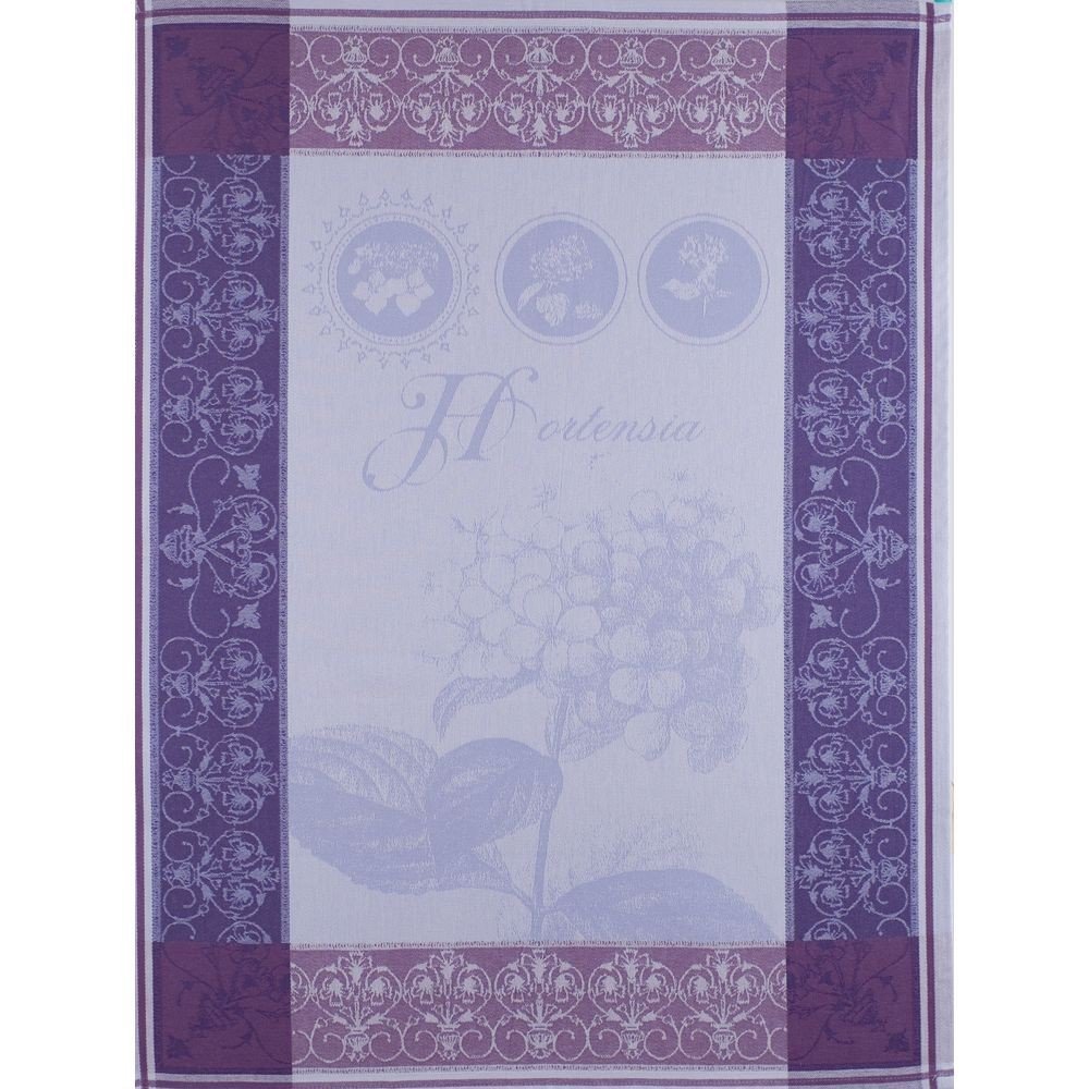 Garnier Thiebaut Hortensia Blue French Jacquard Kitchen Towel 22"x30", 100% Cotton