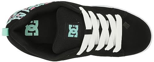 DC Women's Court Graffik Low Shoe Skate, Black/Crazy Pink/Turquoise, 9.5
