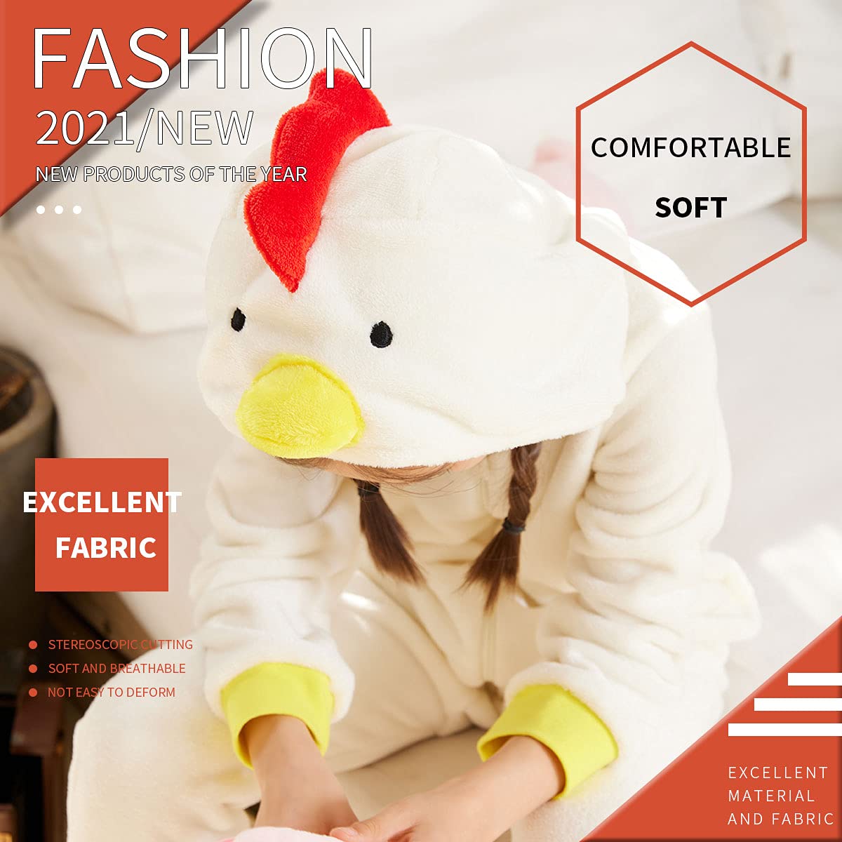 COSUSKET Chicken Oneise Pajamas Child Halloween Costume Age 2-14
