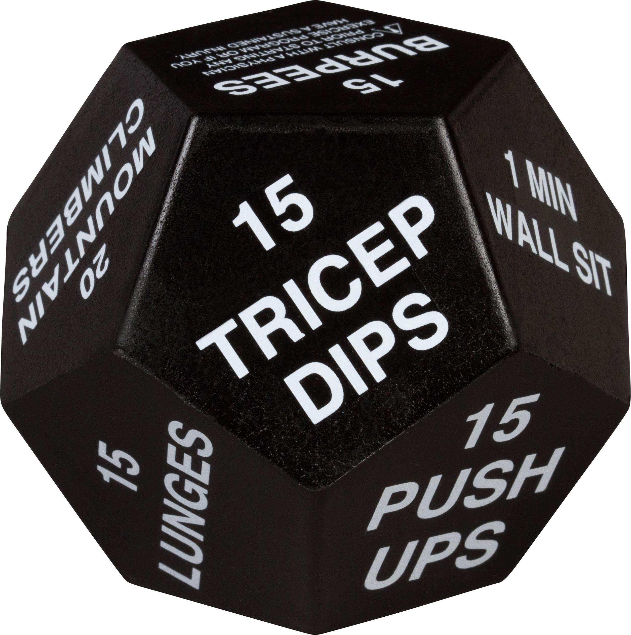 Exercise Dice Cube for Fitness, Gym Workouts, WOD, Home Bodyweight HIIT, and Adult Sports Training - 3 Inches in Diameter - 12 Sided (White (Intermediate))