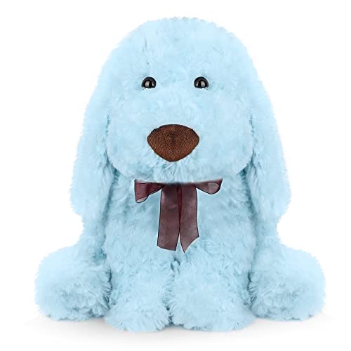 WEIGEDU Furry Poodle Puppy Dog Blue Stuffed Animal Plush Toys for Kids Boys Girls Birthday Bedtime Xmas Gift, 11.8 inches, Blue