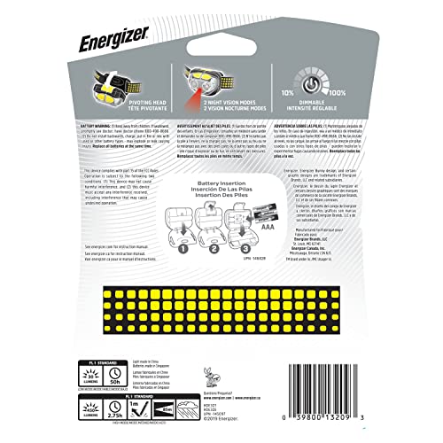 Energizer Vision LED Headlamp, Bright Headlamp for Camping, Water Resistant Emergency Light, Includes Batteries, Pack of 1