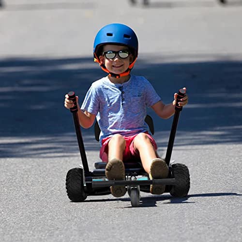 UNI-SUN Hoverboard with Seat Attachment Combo, 8.5" Hoverboard with Seat, Self Balancing Scooter with Bluetooth Speaker & LED Lights, Hoverboards for Kids & Adults, Silver
