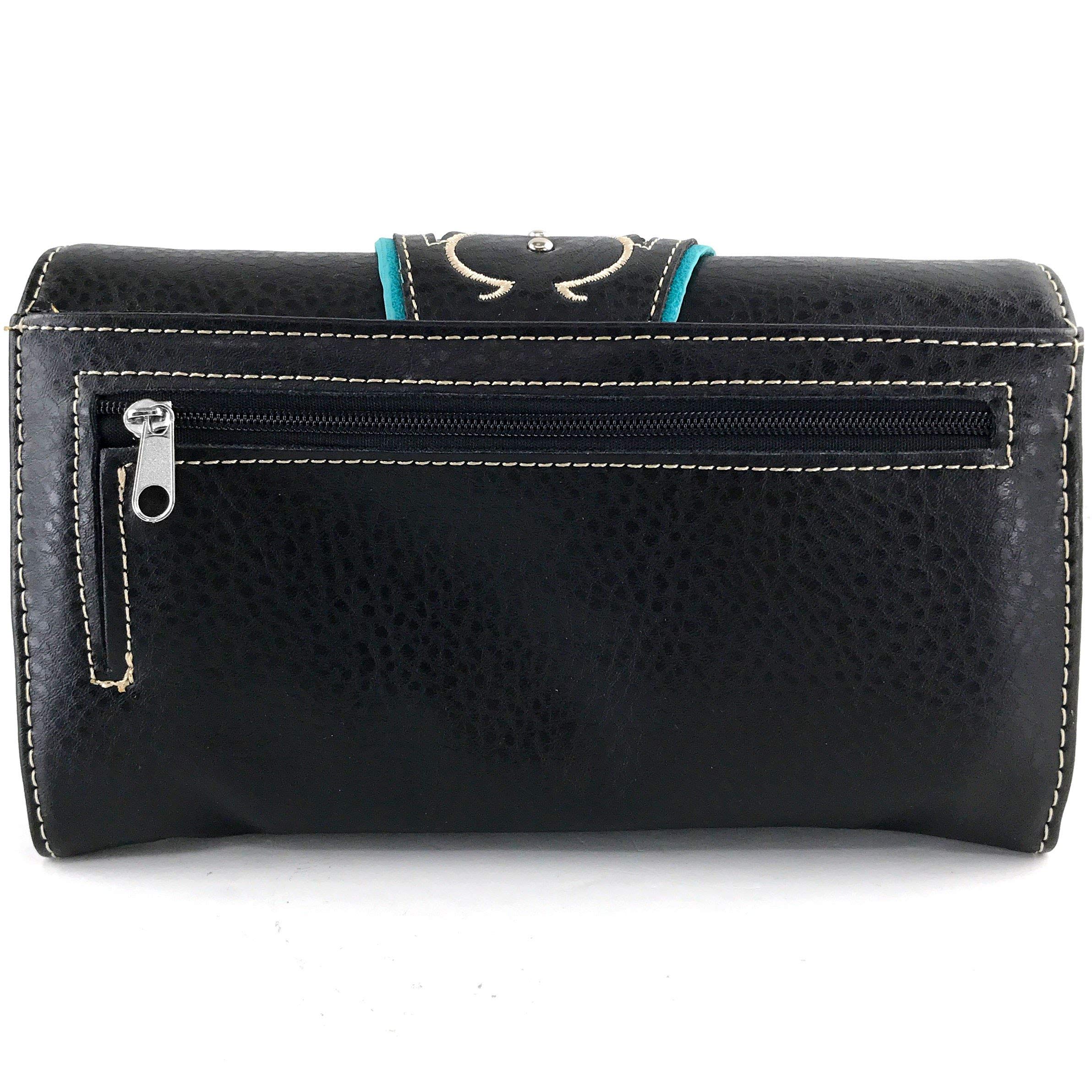 Zelris Western Paisley Buckle Women Crossbody Wrist Trifold Wallet (Turquoise)