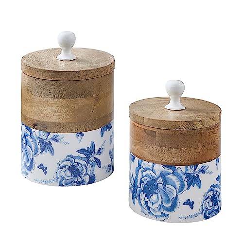 Park Designs Patricia Heaton Home Blue Floral and Flitter Canister Set of 2