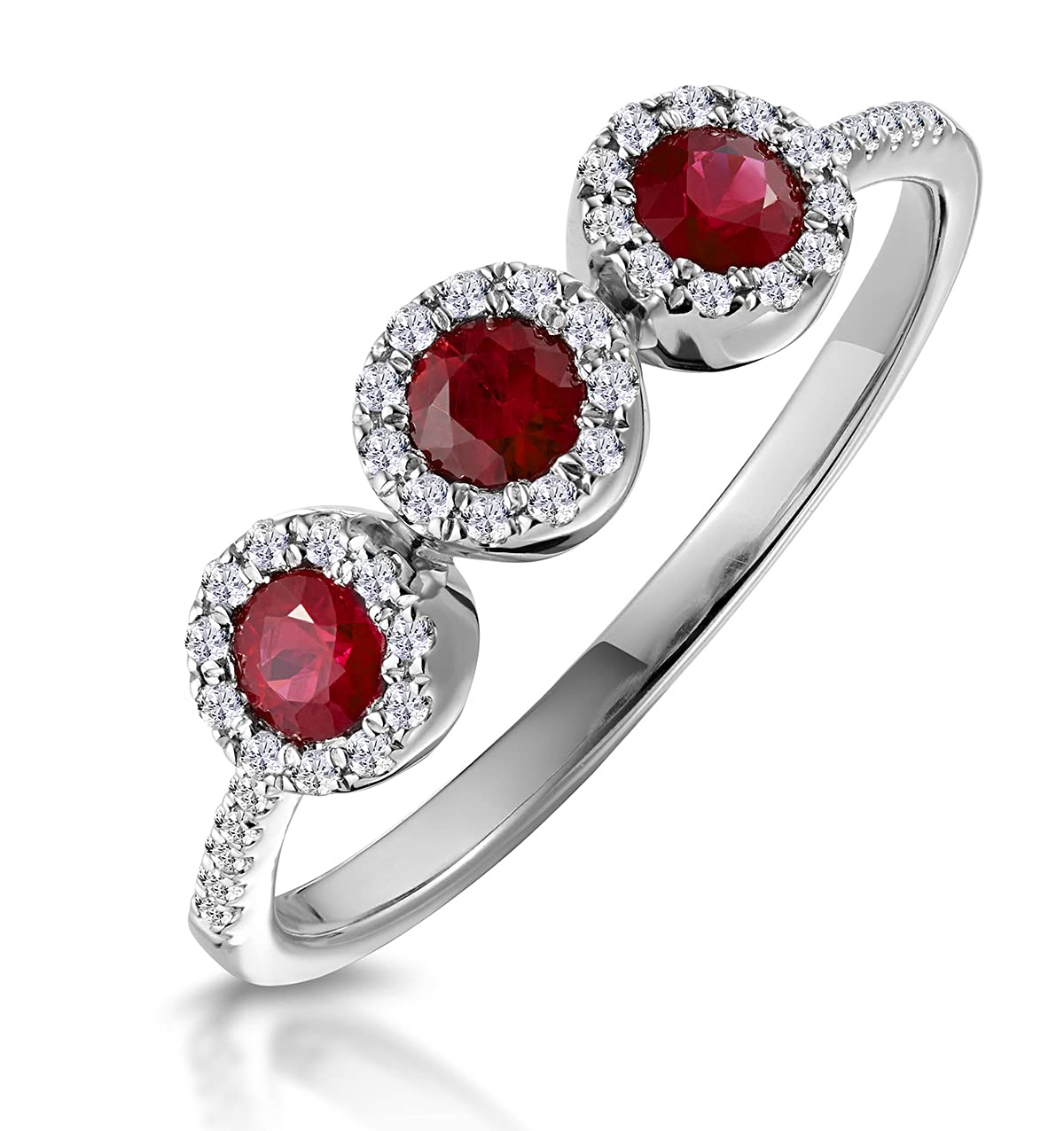 etneyjewels 1 Carat Natural White Diamond & Red Ruby Round Cut Bridal Engagement Rings For Women In 10Kt Solid White Gold & Wedding Bezel Setting(Red Gemstone 0.6 Ctw,Clarity I2,Color Hi,6)
