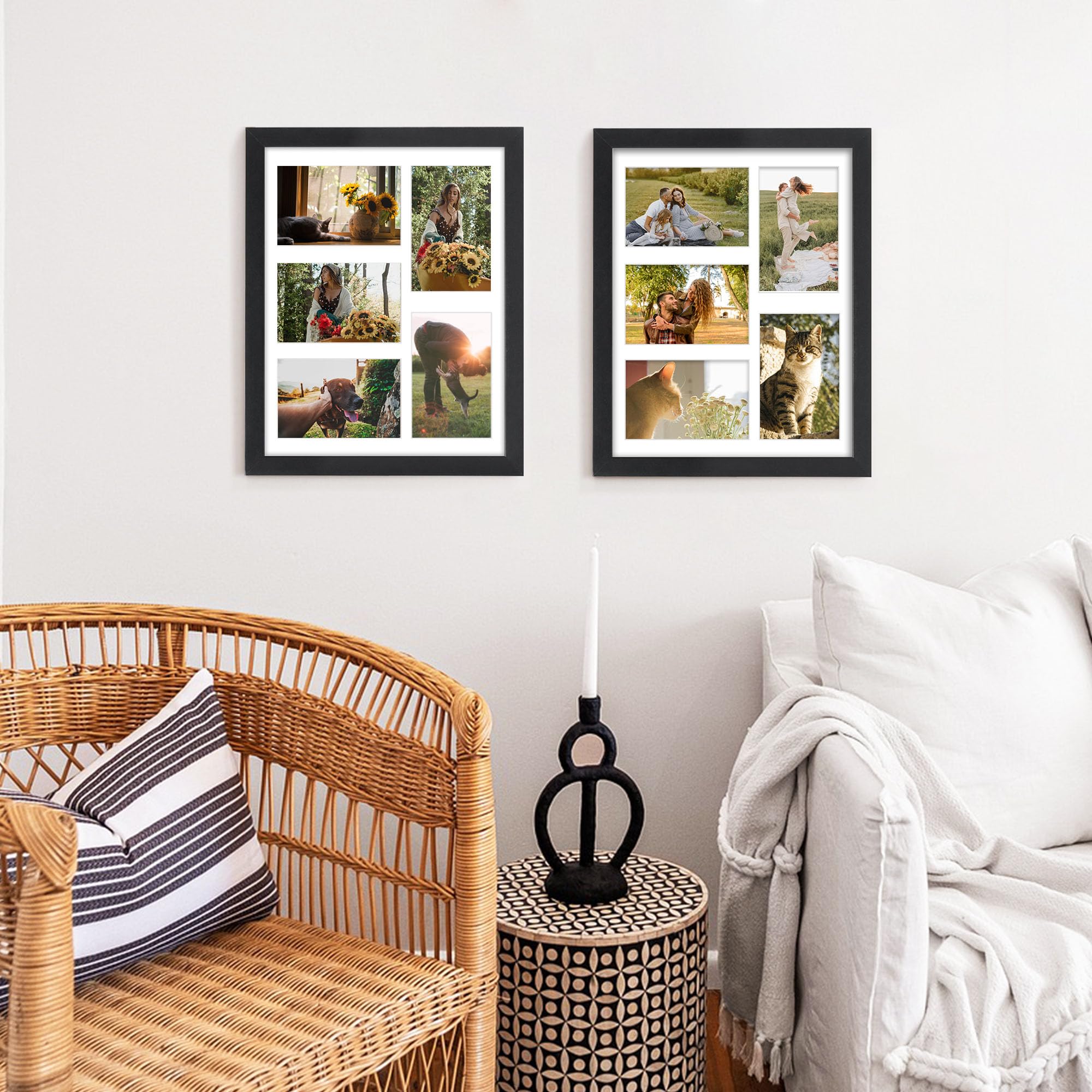 DUENPY 11x14 Collage Picture Frame, 4x6 Collage Picture Frame,Displays Five 4x6 inch Photos, or 11x14 (Without Mat) Available for Horizontal and Vertical Display,Black.