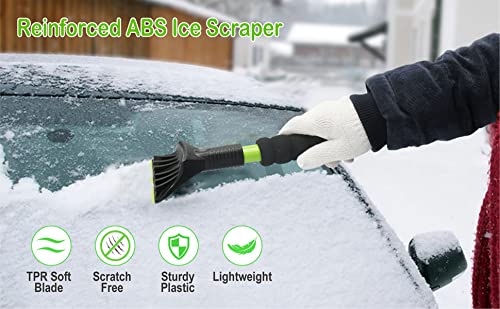 Oversized Ice Scrapers for Car Windshield, Snow Brush Scrapers Car Window Frost Removal with Foam Handle, 4.7Inch Large Soft Blade for SUVs Trucks-Scratch Free, Ideal Stocking Stuffer Car Gifts