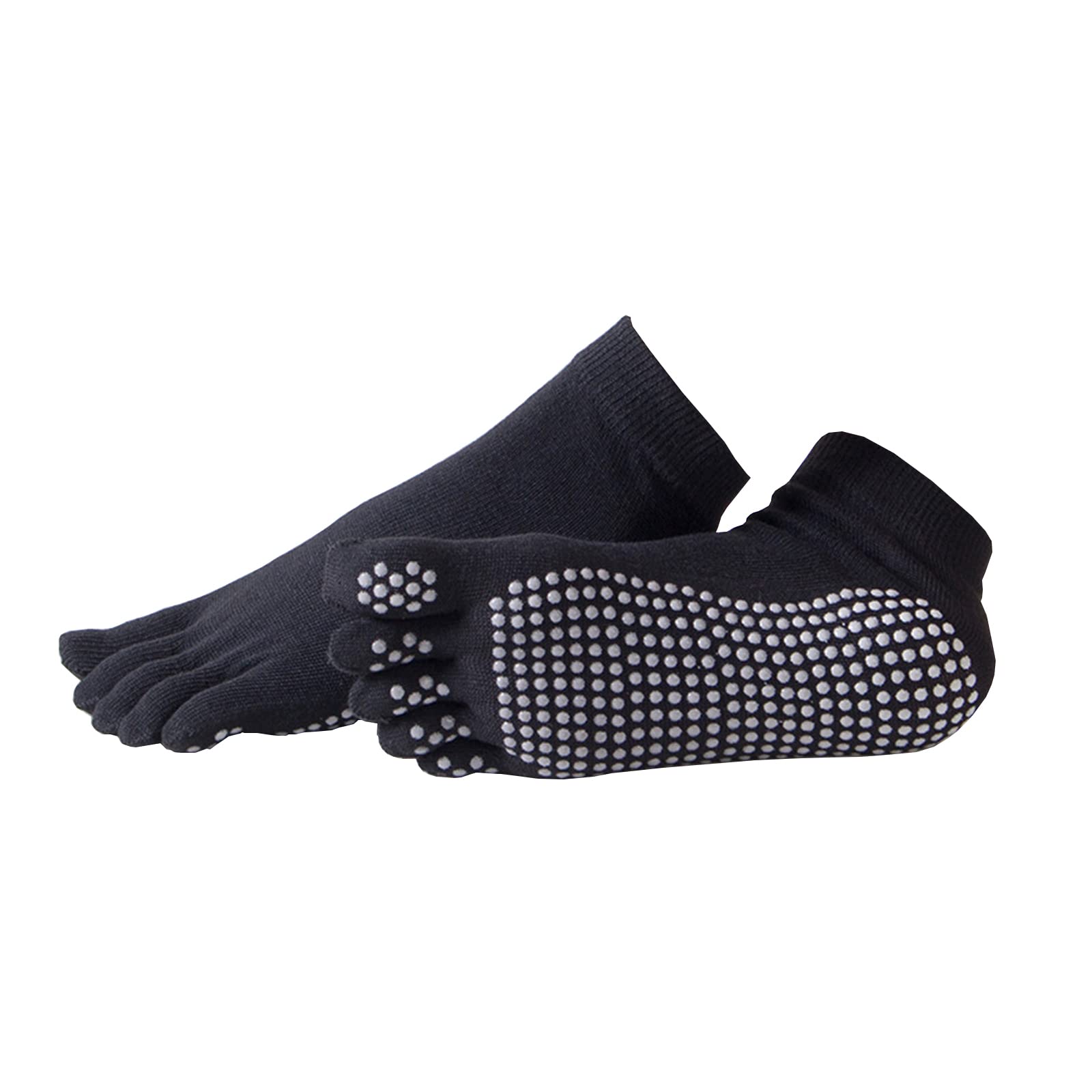 Fastbird 3 Pack Yoga Socks with Grips for Women,Non Slip Grip Socks for Yoga, Black