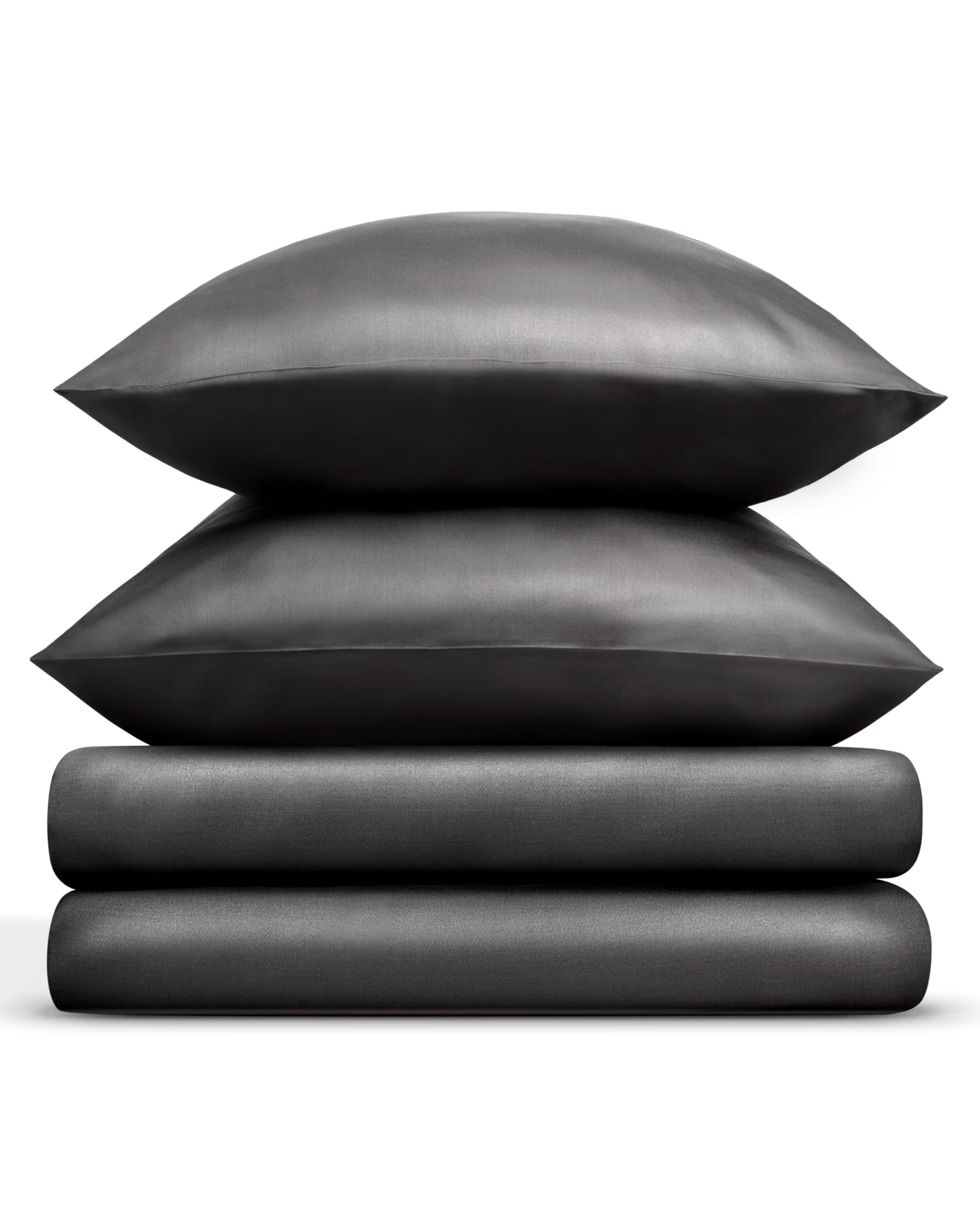 Lavish Comforts® Luxury Duvet Cover King Set | Premium 100% Viscose from Bamboo Duvet Cover King Set + 2 Pillow Cases | Winter Duvet Cover King | 104"x 86" w/ 8 Ties | King Charcoal | Luxe Gift Box