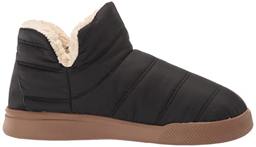 Dearfoams Men's Bryant Nylon Memory Foam Sport Lounge Bootie Slipper, Black, Large