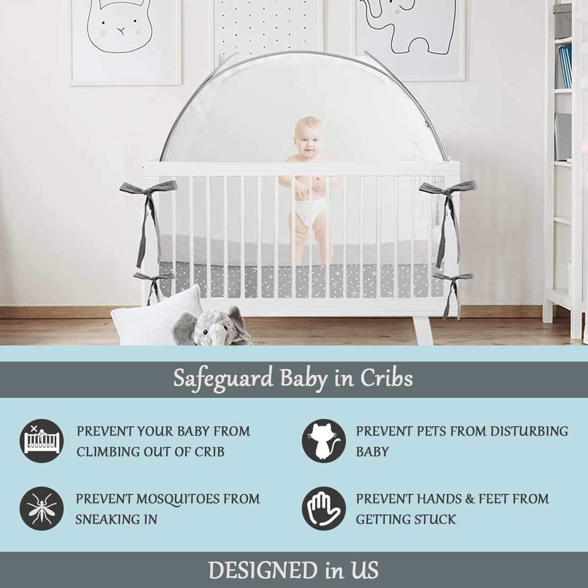 De-Lovely Crib Pop Up Tent, Crib Tent, Baby Mesh Cover Net, Crib Tent to Keep Baby from Climbing out