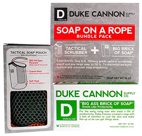 Duke Cannon Supply Co. Tactical Scrubber + Soap On A Rope (Productivity, 2 Piece Set)