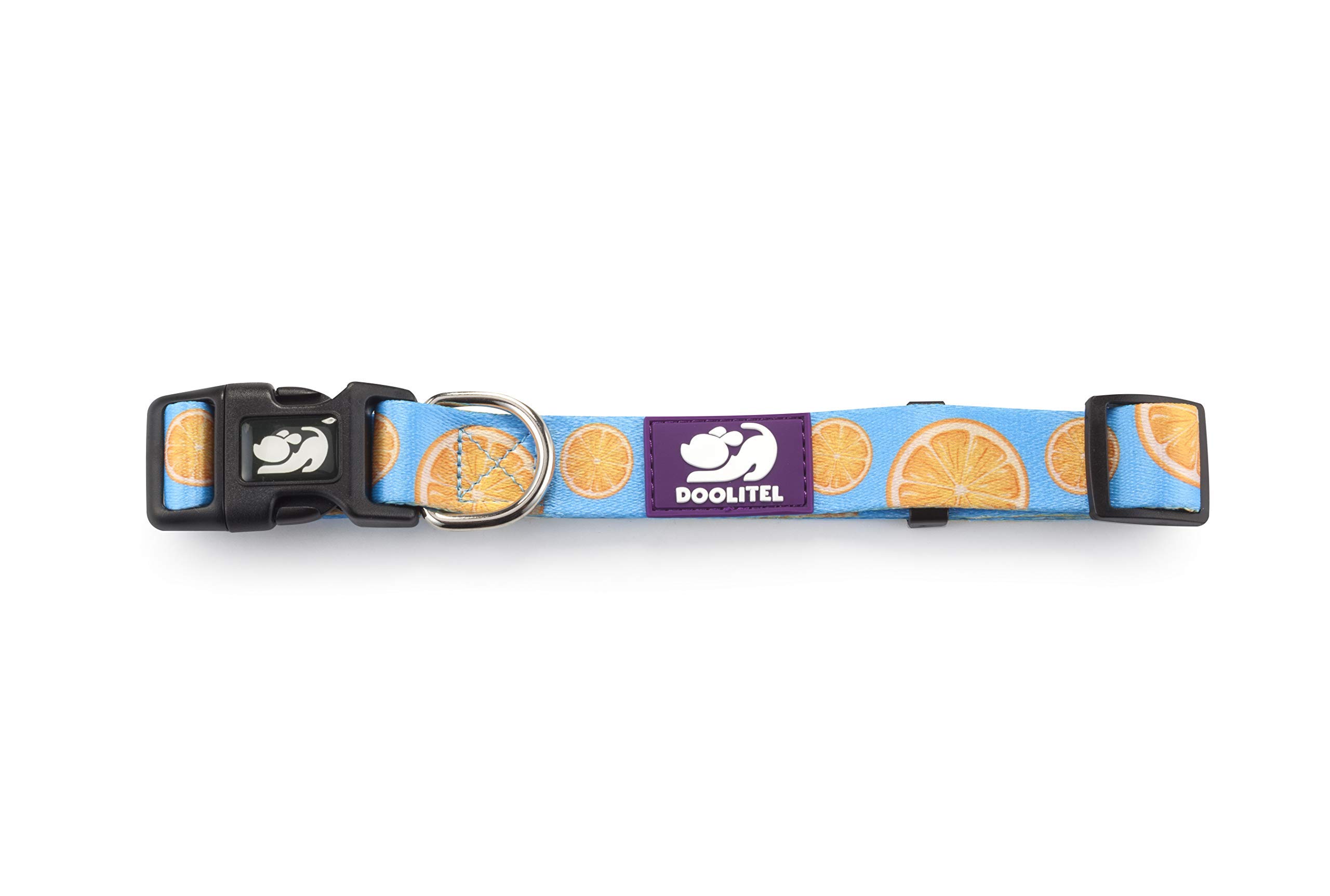 DOOLITEL Dog Collar [Oranges], Soft Polyester Material; Detachable, Adjustable Safety Buckle, Silicon Tag, Precise Heavy Duty Stitching, Steel D-Ring; Attach to Dog Leash, Suitable for Medium Dogs