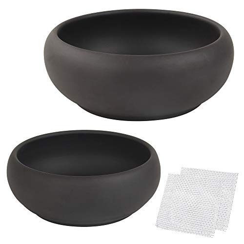 Happy Bonsai 2 pc 6" + 8" Unglazed Round Ceramic Succulent Planter Pot Set