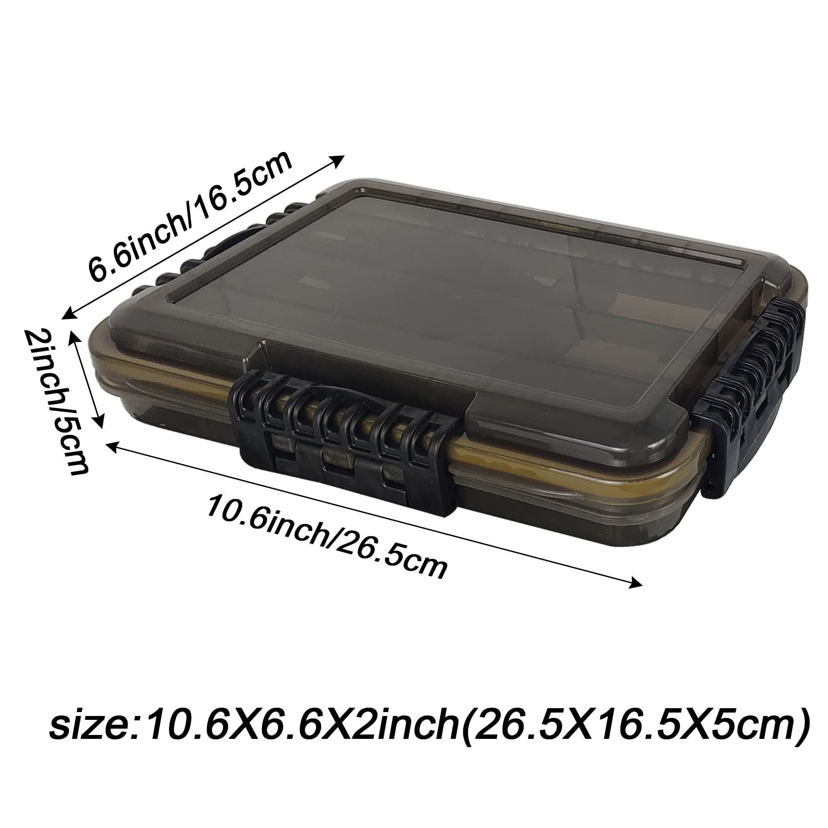 Eupheng 2pc Fly Fishing Tackle Box Storage Trags Organizer Boxes Transparent Adjustable Dividers Hold Terminal Fishing Tackle Lures Boxes 10.6''X6.6''X2''(Grey)