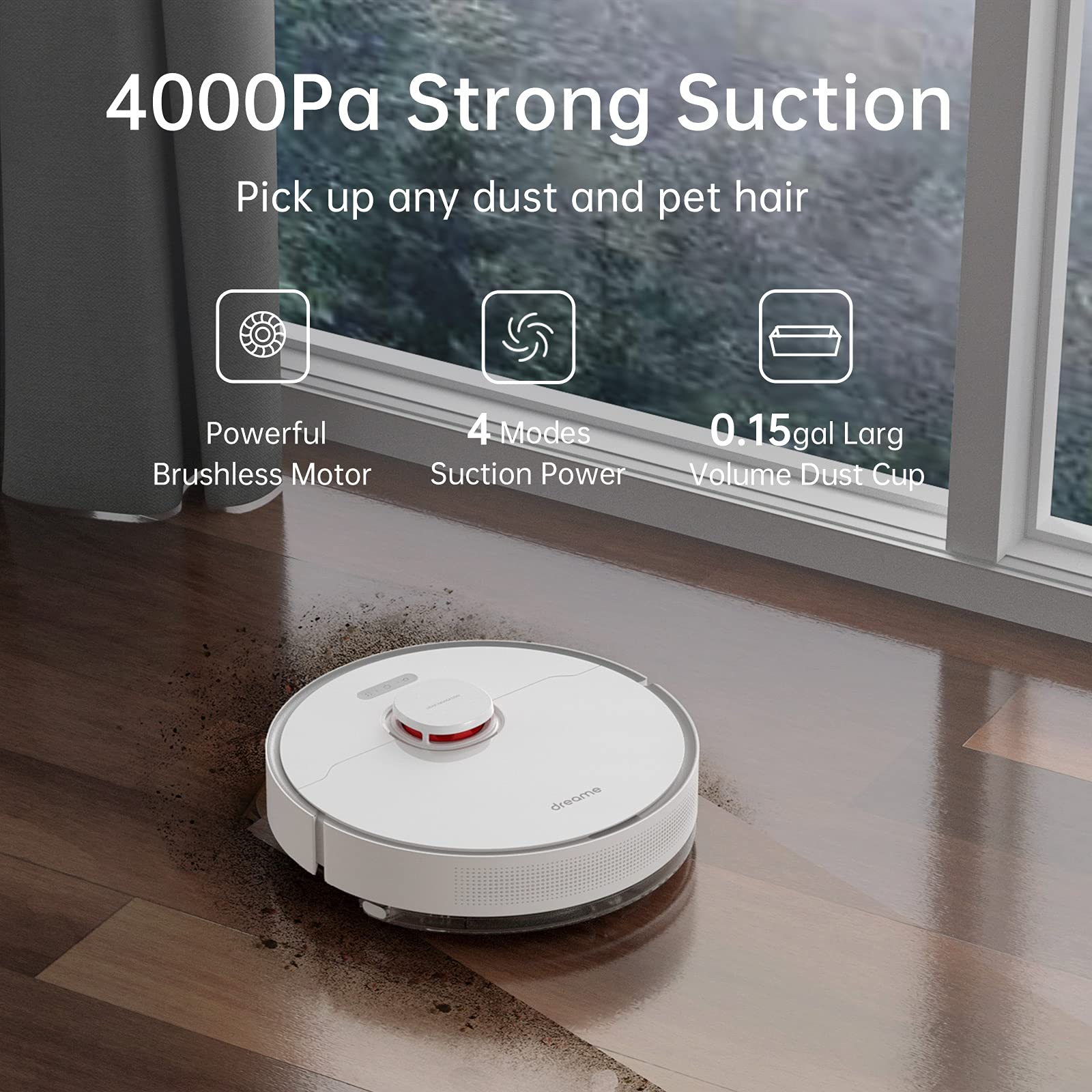 Dreametech L10 Pro Robot Vacuum and Mop, 4000Pa Strong Suction, 2.5h Runtime, Works with Alexa/Google Home/APP, 3D Obstacle Avoidance, Superb LiDAR Navigation, Ideal for Pet Hair, Carpets, Hard Floor