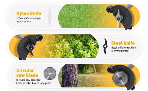 PATIOX Weed Wacker Cordless, Electric Weed Eater Rechargeable 3 in 1, Two 4.0 Ah Battery Powered Weed Whacker Cordless 20v Grass Trimmer with Blade and Charger (4.0 Ah Battery)…