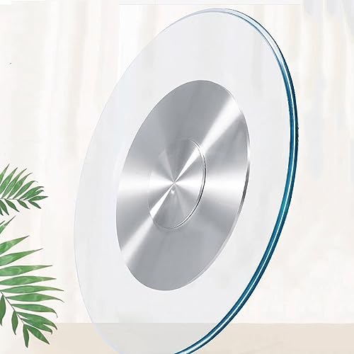 DOUKI 30" Glass Lazy Susan Turntable Dining Table Centerpiece Tabletop Rotating Tray, Rotatable Serving Tray Serving Plate, Aluminum Alloy Bearing (Color : Clear, Size : 28inch(70cm))