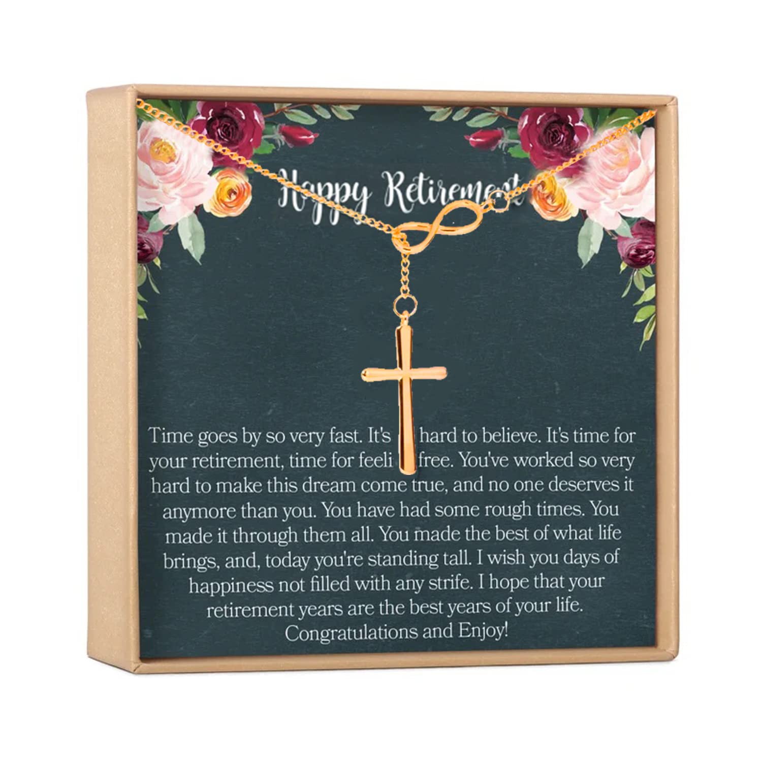 Dear Ava Infinity Cross Necklace For Women - Modern Jewelry Pendant Love - Retirement Farewell gifts for Teacher Coworker Colleague Office Friend Boss Rose Gold