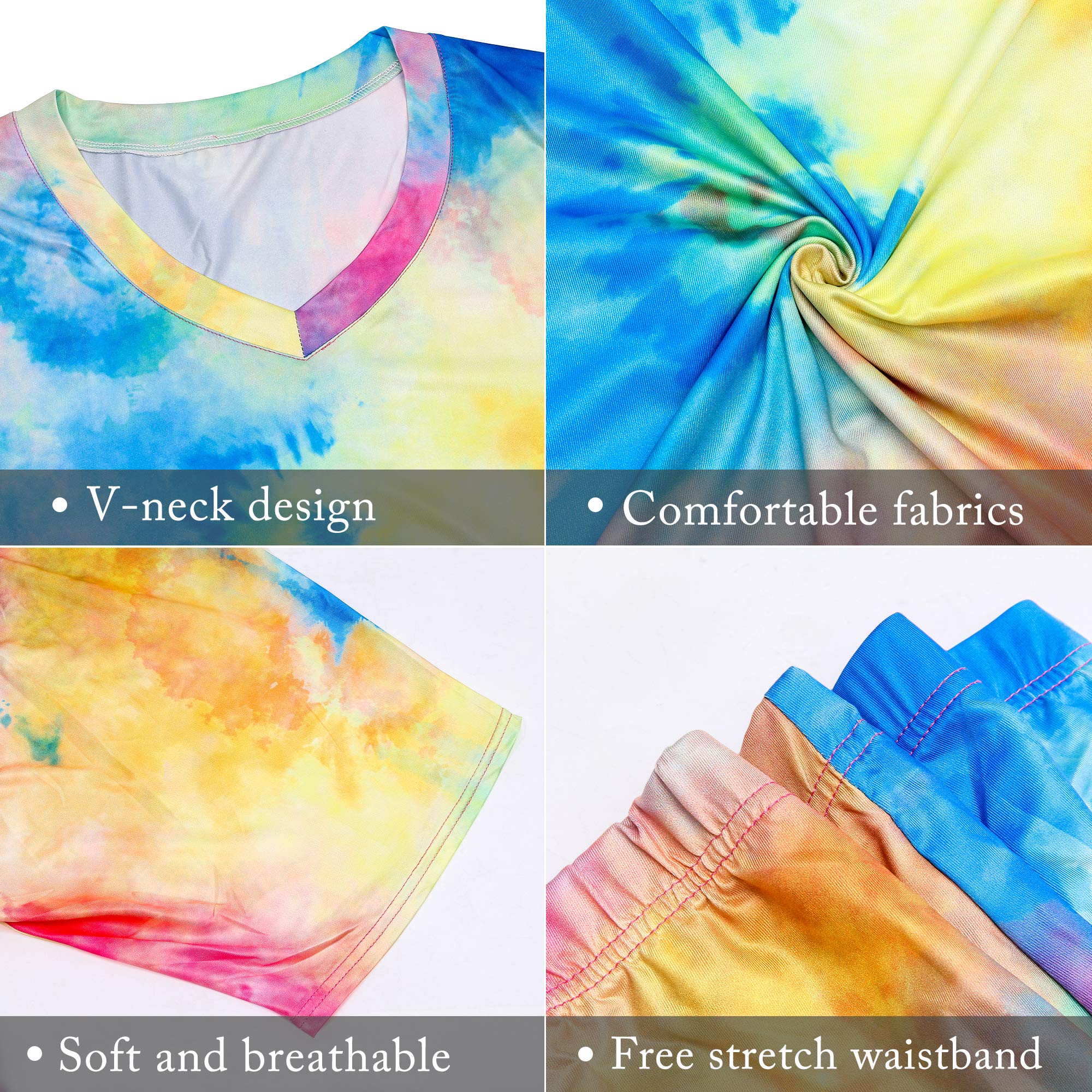 FANDEE Two Piece Outfits for Women Plus Size Tie Dye 4XL yellow green