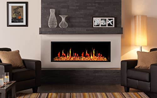 Litedeer Homes Latitude 45" Smart Electric Fireplace with App, Crackling Fire Sounds, Reflective Amber Glass, Black - ZEF45XA