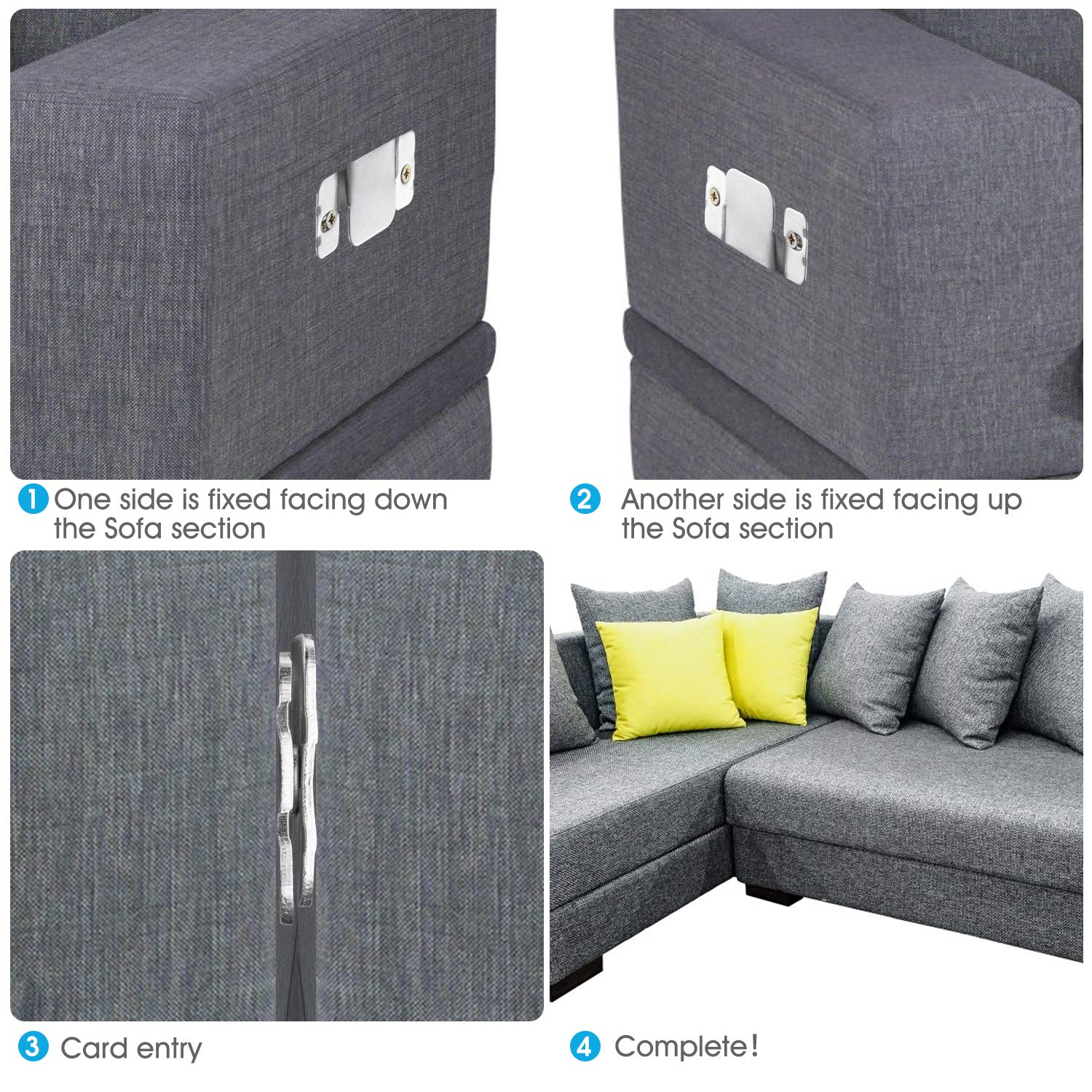 earthgadgets 4 Sets Sectional Couch Connectors Furnitures for Small Sofa and Sectionals, Sectional Sofa Connectors with Screws, Modular Sofa Connector Brackets Suitable for Small Sectional Couch