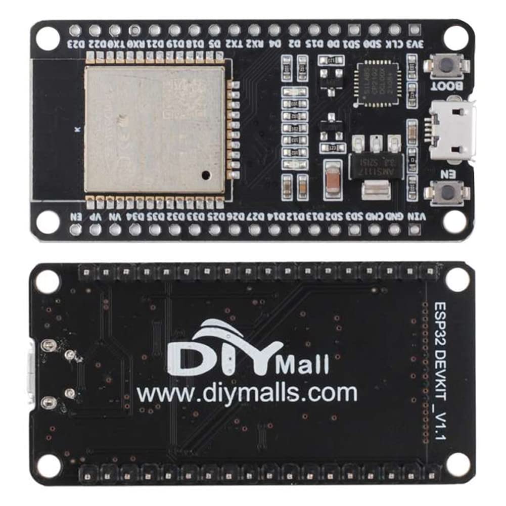 DIYmall DEVIT V1 ESP32-WROOM-32 Development Board, 36Pins ESP32, ESP-32S 2.4GHz WiFi+BT Dev Module CP2102 for Arduino DOIT, with ESP32 Expansion Board
