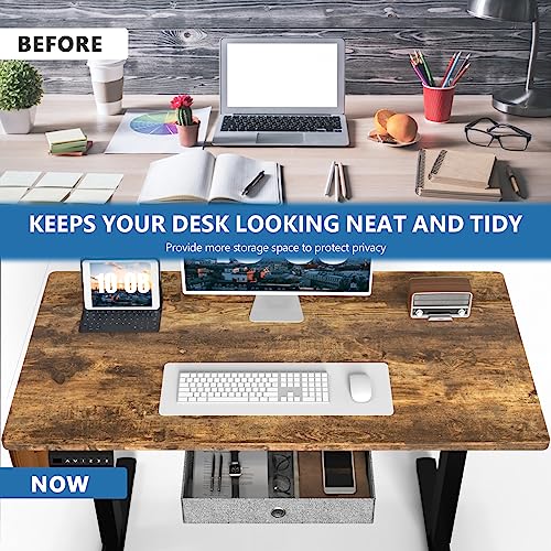 DUMOS Adjustable Height Electric Standing Desk with Drawer,48 x 24 in Ergonomic Computer Table with Splicing Board, Wire Hole and Hook for Workstation for Home, Office, Rustic Brown