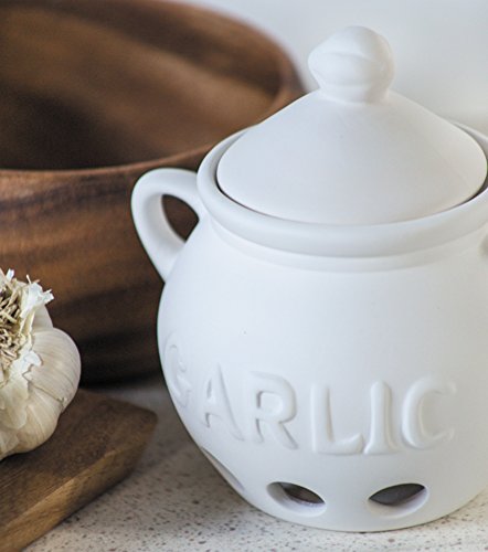 Fox Run Container Garlic Storage and Baking, 5.25" Keeper, White