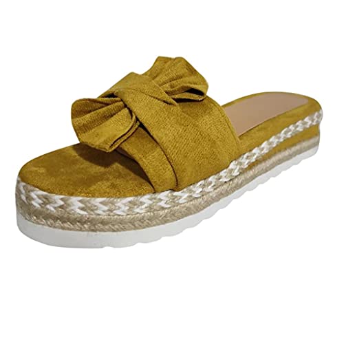 UQGHQO shoes for women dressy Platform Wedge Sandals for Womens Ankle Buckle Strap Sandals Open Toe Espadrilles Shoes Summer Casual Sandals Women's Platform & Wedge Sandals A12 Yellow