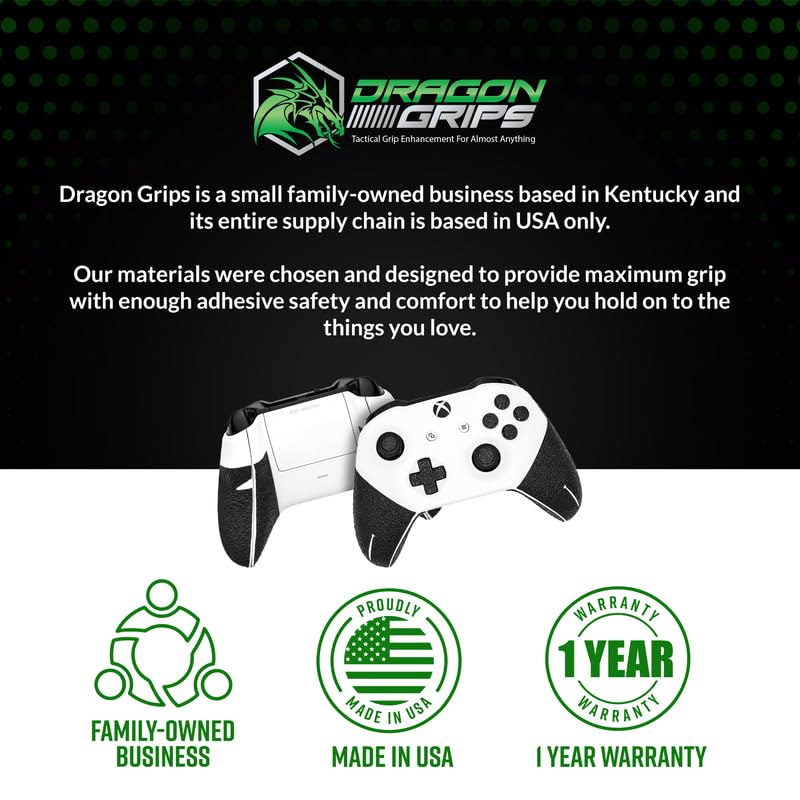 Dragon Grips Xbox Controller Grips, 2 Sheet Black Non-Slip Textured Rubber Grip Tape for Xbox One Controller Decal, Xbox One Elite Controller Grips, Including Thumb Stick, Triggers, Buttons, D-pad