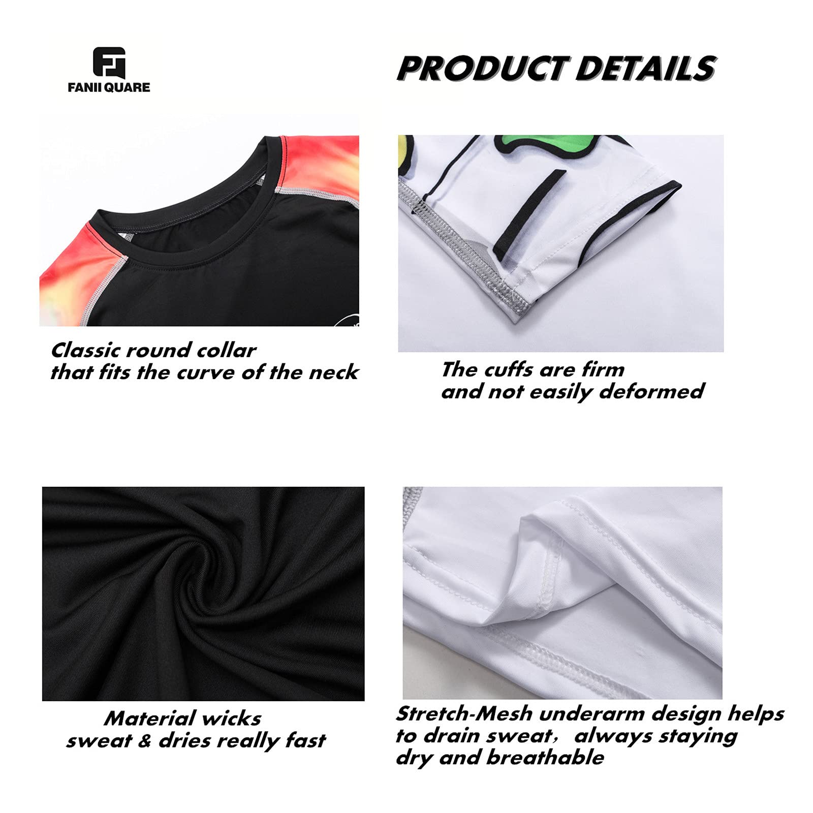Fanii Quare Men's Soft Fit Long Sleeve Workout Rashguard Cool Dry Compression Fitness Shirt Red Skull XL