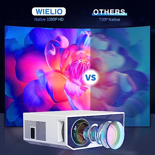 Projector with WiFi and Bluetooth, Native 1080P 4K Support Portable Outdoor Video Mini Projectors 12000L with Screen and Tripod for Home Theater Compatible with HDMI,USB,VGA,AV,iOS and Android Phone