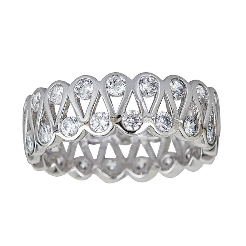 DECADENCE Sterling Silver Cubic Zirconia Infinity Squiggle Eternity Band Fashion Ring