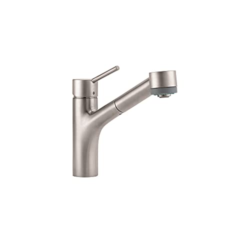 hansgrohe Talis S Stainless Steel Single-Handle Kitchen Faucet, Kitchen Faucets with Pull Out Sprayer, Faucet for Kitchen Sink, Stainless Steel Optic 06462860