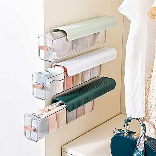 LIUGOU Socks Underwear Wall Mount Drawer Organizer, Switchable 6 Cell Drawer Acrylic Organizers Self-Adhesive Anti Dust Storage Boxes for Clothes Socks Lingerie Underwear Ties