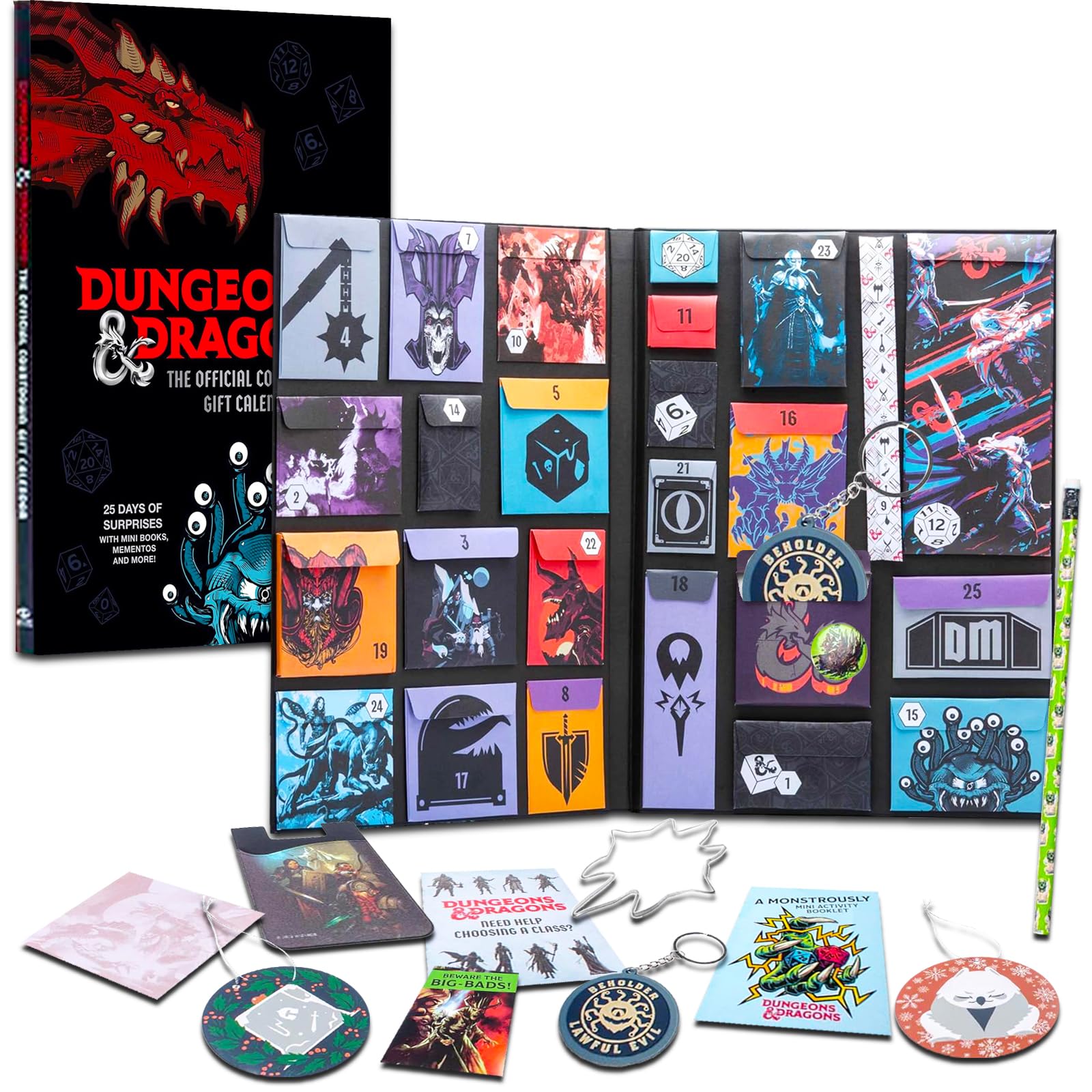 Dungeons and Dragons Advent Calendar Countdown to Christmas - 25 Day Dungeons and Dragons Advent Calendar 2023 Bundle with Pencils, Ornaments, Trinkets, Prizes, More | Dungeons and Dragons Holiday