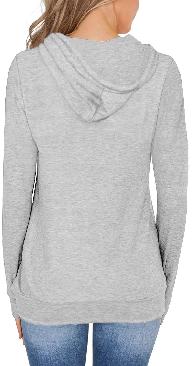 FEEKEKE Womens Hoodies Pullover Sweatshirts Long Sleeve Tops Casual Shirts with Kangaroo Pockets Grey Medium